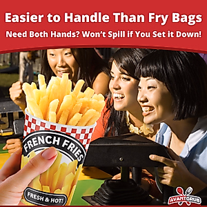 Durable Greaseproof Paper French Fries Cups 50 Pk. Handheld Size Sturdy Red Checkered Fry Containers Hold 12oz of Food! Great for Movie Nights, Party Meals, Carnival Snacks and Food Trucks!