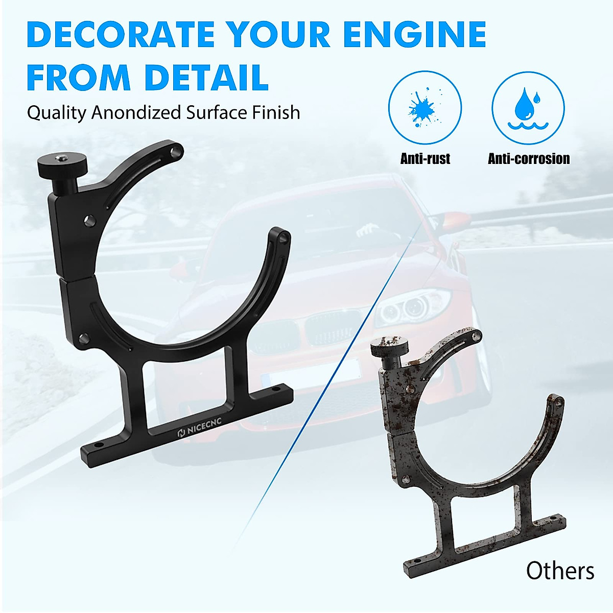 NICECNC 7” Nitrous Oxide Nos Single Bottle Holder Bracket Billet Aluminum for 10 Pound Nitrous Bottle Black