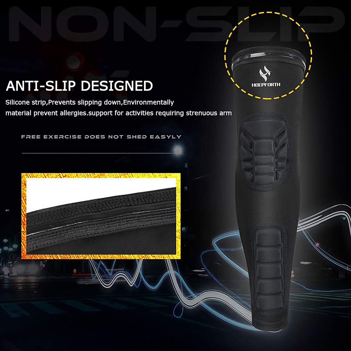 HOPEFORTH 2PCS Padded Elbow Forearm Sleeves Compression Arm Protective Support