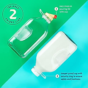 64 Oz Glass Milk Bottle with Lids, Half Gallon Carafe, Container for Refrigerator, Pitcher with Cap and Pour Spout, Made in USA by Kitchentoolz