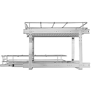 VEVOR 2 Tier 20"W x 21"D Pull Out Cabinet Organizer, Heavy Duty Slide Out Pantry Shelves, Chrome-Plated Steel Roll Out Drawers, Sliding Drawer Storage for Inside Kitchen Cabinet, Bathroom, Under Sink