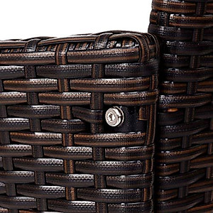 COSTWAY Pcs Patio Armchair Single Chair Outdoor Modern Wicker Rattan PE Furniture Sofa Set W (Mixed Brown with 2 Cushion Covers), Brown, Brown