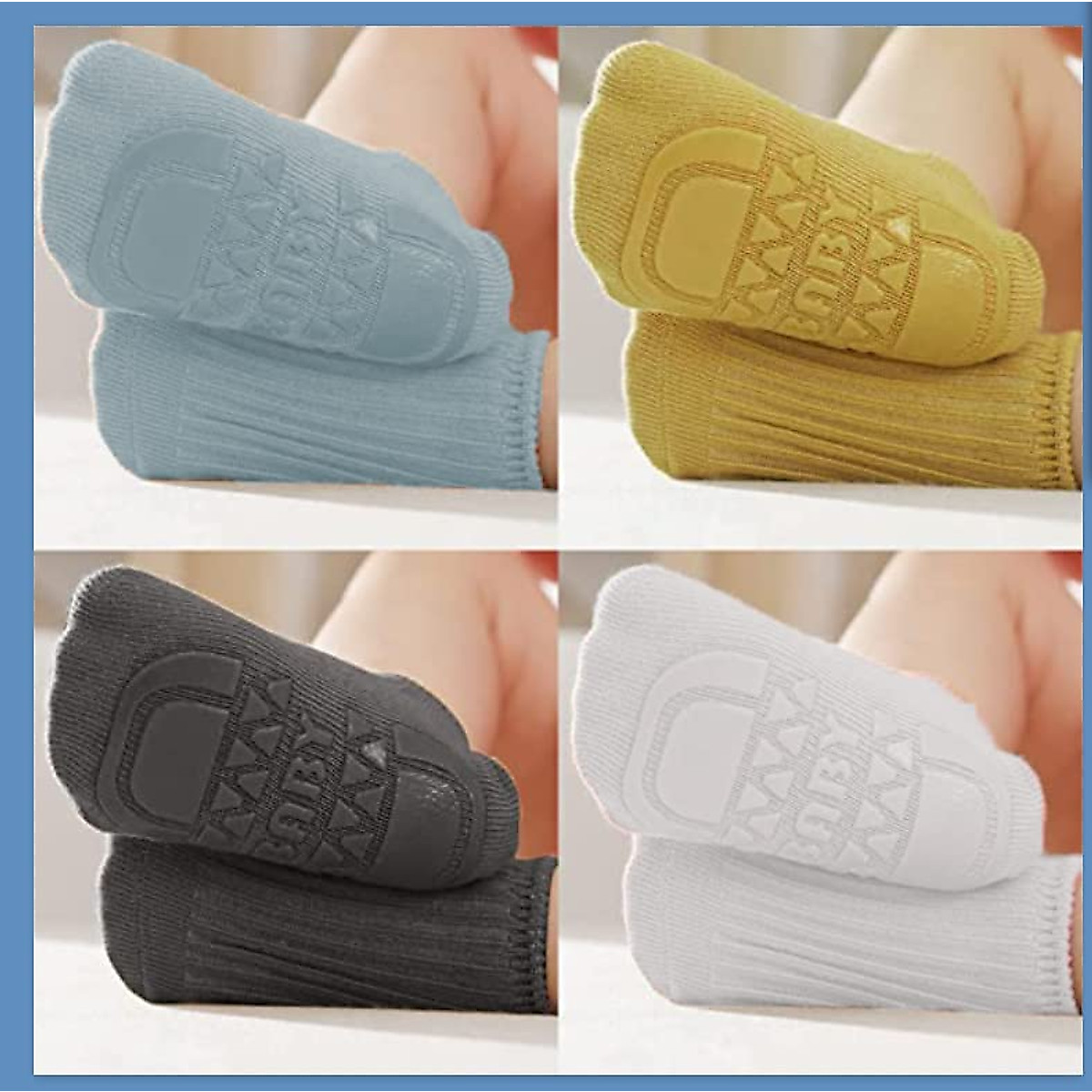 Looching 6 Pairs Toddler Baby Girls Boys Non Slip Floor Ankle Socks with Grips Cotton Low Cut Socks for Infants Newborn Kids