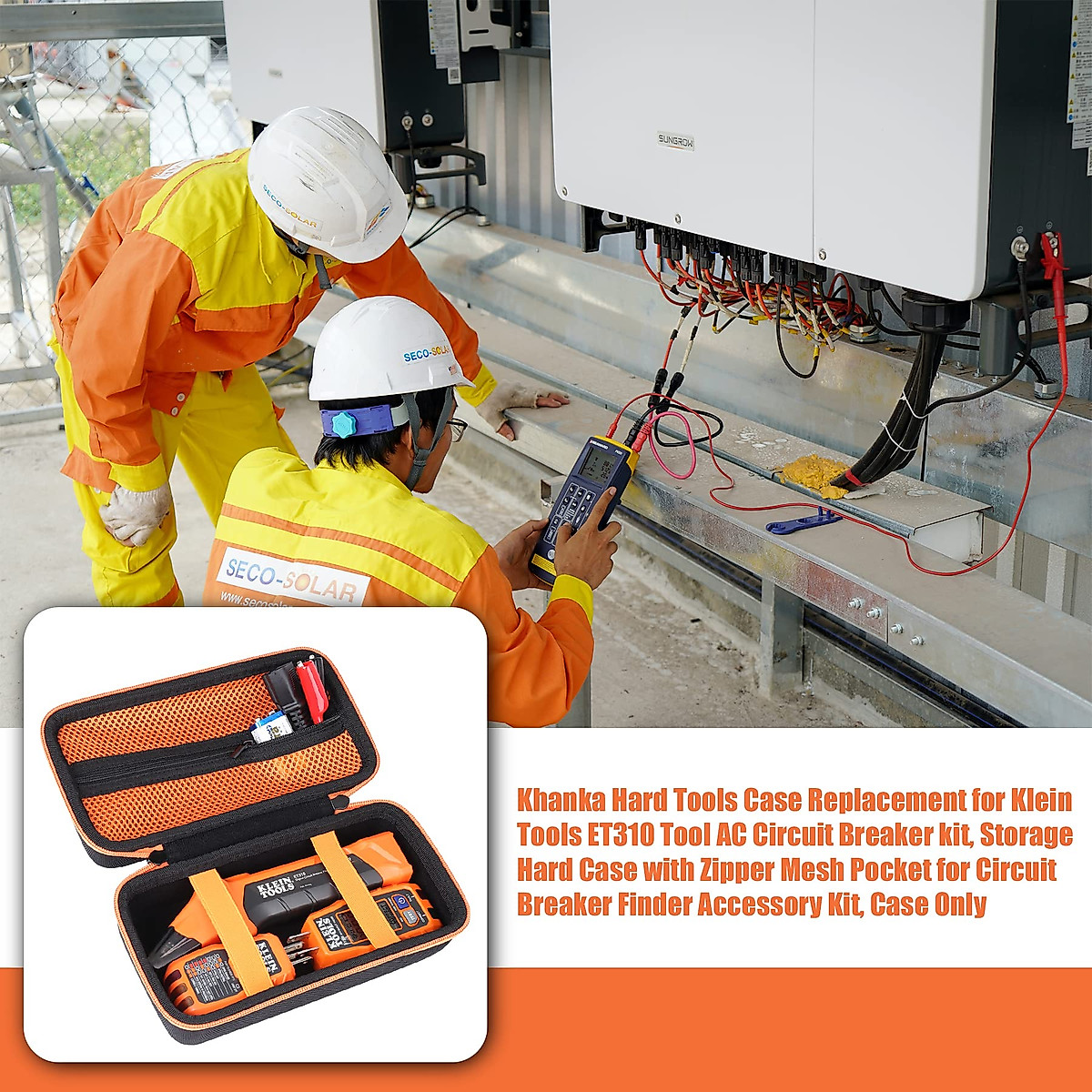 Khanka Hard Tools Case Replacement for Klein Tools ET310 Tool AC Circuit Breaker kit, Storage Hard Case with Zipper Mesh Pocket for Circuit Breaker Finder Accessory Kit, Case Only