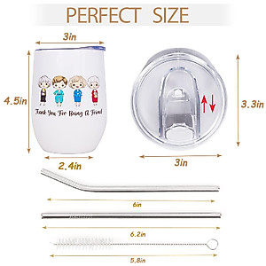 DDDDXO Golden Girls Wine Tumbler, Golden Girls Merchandise, Golden Girls TV Show Gifts, Birthday Gifts for Golden Girls Fans, 12 OZ Stainless Steel Stemless Wine Tumbler with Lid (White)