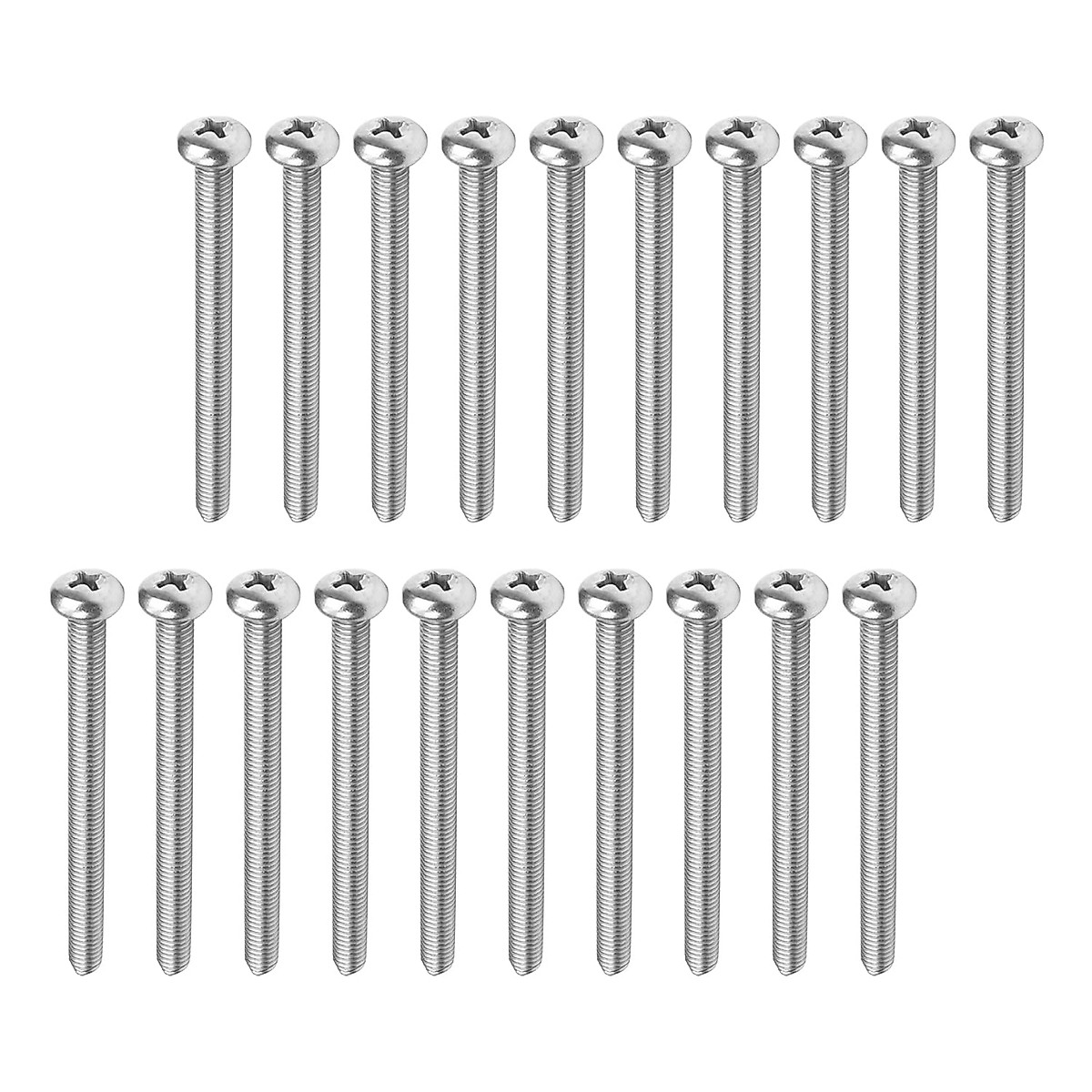 Yinpecly 25Pcs M5 x 60mm Machine Screws Pan Phillips Cross Head Screw 304 Stainless Steel Fasteners Bolts Silver Gray