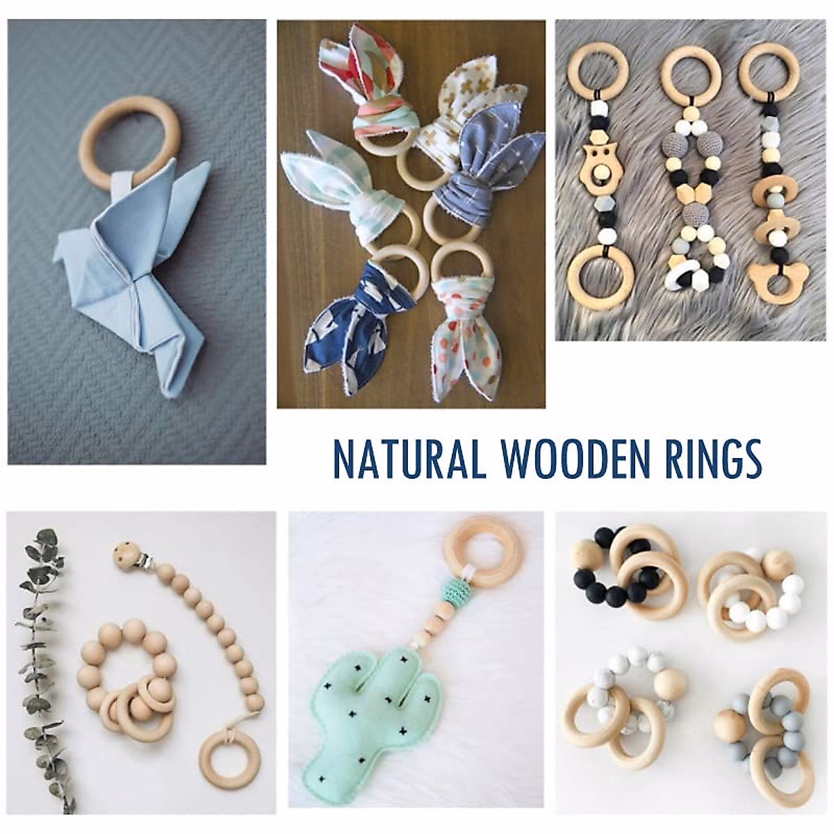 20PCS Natural Wood Rings for Crafts, Macrame Rings for DIY, Wooden Rings Without Paint, Pendant Connectors 55mm/2.2inch
