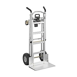 COSCO 3-in-1 Assist Series Aluminum Hand Truck/Cart with Flat Free Wheels, 800 lb/1000 lb Capacity, Silver