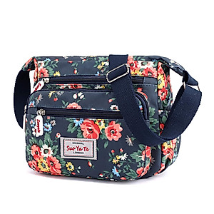 Casual Nylon Floral Shoulder Bag For Women Crossbody Bag Messenger Bags Travel Handbags With Adjustable Strap Waterproof (rosebush)