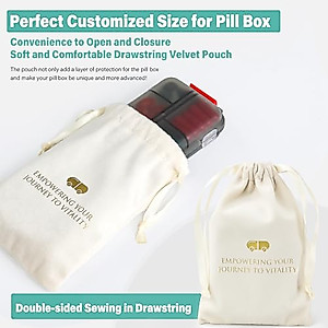 1 Pack Travel Pill Organizer w Labels & 1 Drawstring Pouch, Small 10 Compartments Pocket Pharmacy, Handy Pill Holder Box - Portable Medicine Container Case - Daily Weekly Medication Organizer - Grey