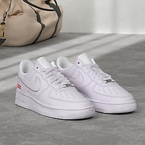 Nike Men's Air Force 1 Low Supreme Mini Box Logo White, White/White, 8.5