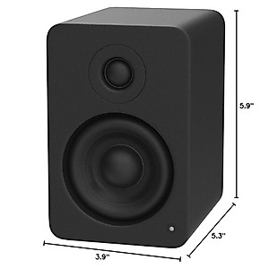 Kanto YU2MB PC Gaming Desktop Speakers | 3" Composite Drivers | 3/4" Silk Dome Tweeter | Class D Amplifier | 100 Watts | Built-in USB DAC | Subwoofer Output | Pair | Matte Black