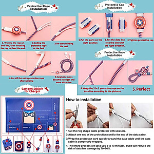 ZOSTLAND Blue ET Monster Set DIY Protectors Phone Ring Data Cable 5W 18W 20W USB Charger Data Line Earphone Wire Saver Protector Compatible iPhone 7 8 Plus X 11 12 13 14 15 Max iWatch (Upgrade Alien)