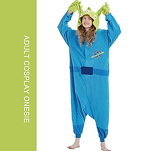 SWEETXIN Adult Unisex Onesie Pajamas Halloween Christmas Cosplay Costume Suit for Women and Men (Alien, Small)
