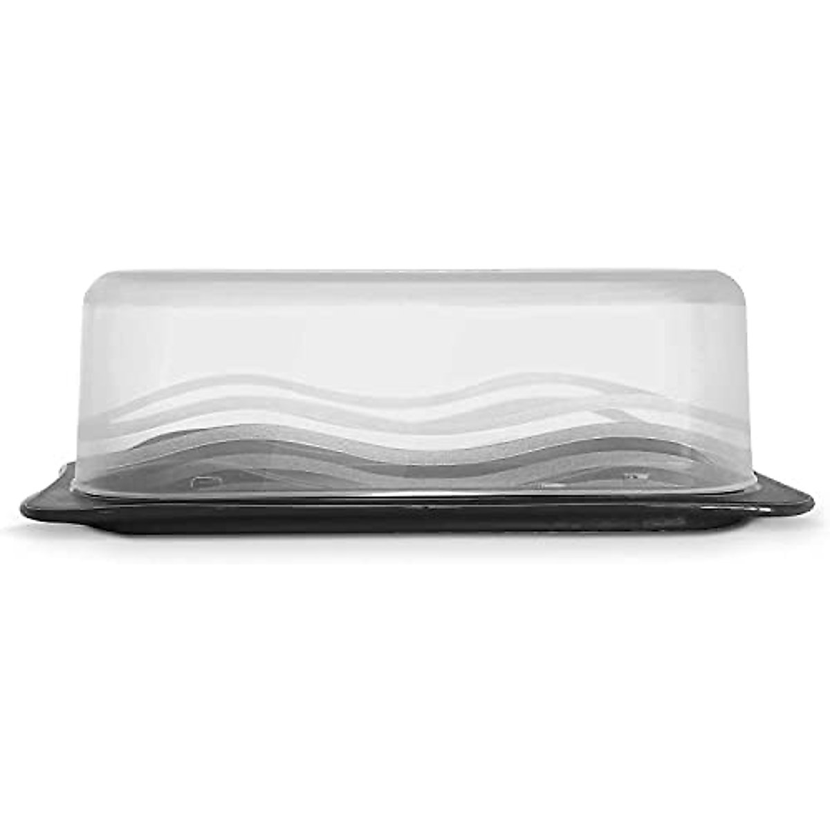 Cover Butter Container - Butter Storage Container with Transparent Lid - Durable Plastic Butter Container for Counter - Plastic Butter Dish with Lid - Covered Butter Dish for Home or Camping (Black)