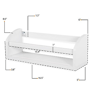 Wallniture Lissa Wall Shelf Wood Wall Mounted White Bookshelf for Nursery Wall Decor, Kids Storage Organizer Set of 2