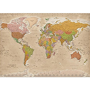 Close Up World map XXL Poster Vintage 2018- MAPS in Minutes® (55"x39")