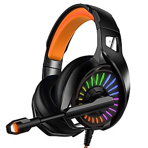 Gaming Headset,MMUSC Stereo Headphones for Laptop,Tablet,PS4, PC, Xbox One Controller, Noise Cancelling Over Ear Headset with Mic, LED Light, Bass Surround
