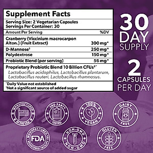 Complete Vaginal Probiotics for Women - w/Added Cranberry, D-mannose to Promote Urinary Tract, Bladder, Gut & Vaginal Health - pH Balance for Women - Support UTI, BV, YI - 60 Vegan Capsules