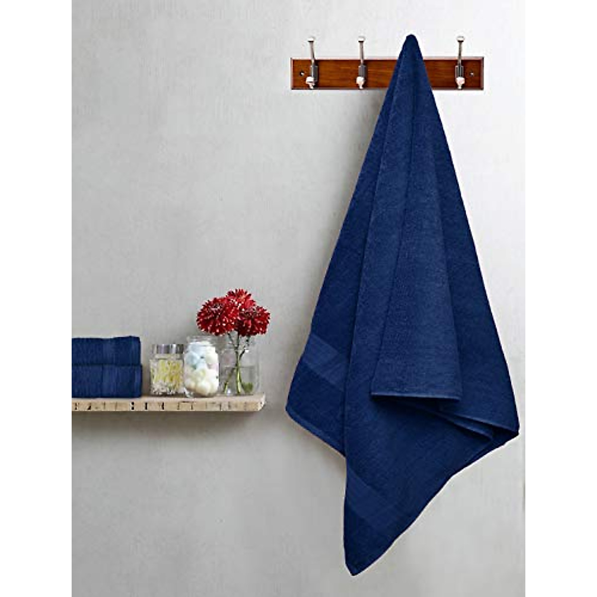 GLAMBURG Ultra Soft 8-Piece Towel Set - 100% Pure Ringspun Cotton, Contains 2 Oversized Bath Towels 27x54, 2 Hand Towels 16x28, 4 Wash Cloths 13x13 - Ideal for Everyday use, Hotel & Spa - Navy Blue