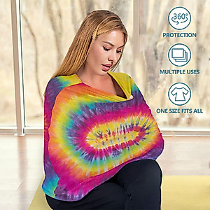Kigai Rainbow Tie Dye Nursing Cover for Baby Car Seat Covers Breathable Infant Stroller Cover Soft Breastfeeding Scarf