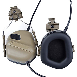NC Helmet Version Noise Reduction Pickups, Electronic Shooting Noise Safety Earmuffs, Tactical Headsets For Airsoft Activities, Tan, 20x15x10cm