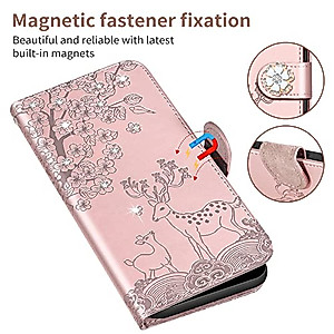 ONV Wallet Case Compatible with Samsung Galaxy S9 Plus - Deer Shinny Flip Leather Case with Cash Pocket Card Slot Wrist Strap Shockproof Stand Magnet Cover for Samsung Galaxy S9 Plus [MHL] -Redgold