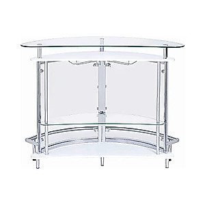 Coaster Furniture Bar Unit 20 inch W x 50.75 inch L x 41 inch H Chrome and Clear 101066
