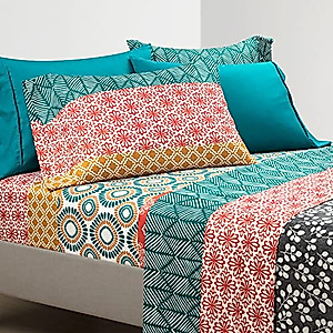 Lush Decor Bohemian Striped Sheet Sets, Queen Sheets, Turquoise & Orange