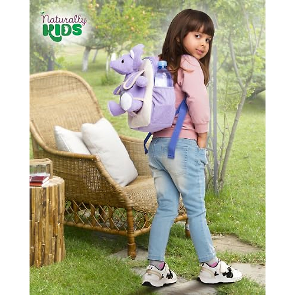 Naturally KIDS Purple Dinosaur Backpack, Dinosaur Toys for Girls 3-5, Triceratops Toy for 3 Year Old Girl Gifts, Dinosaur Toys Kids 3-5