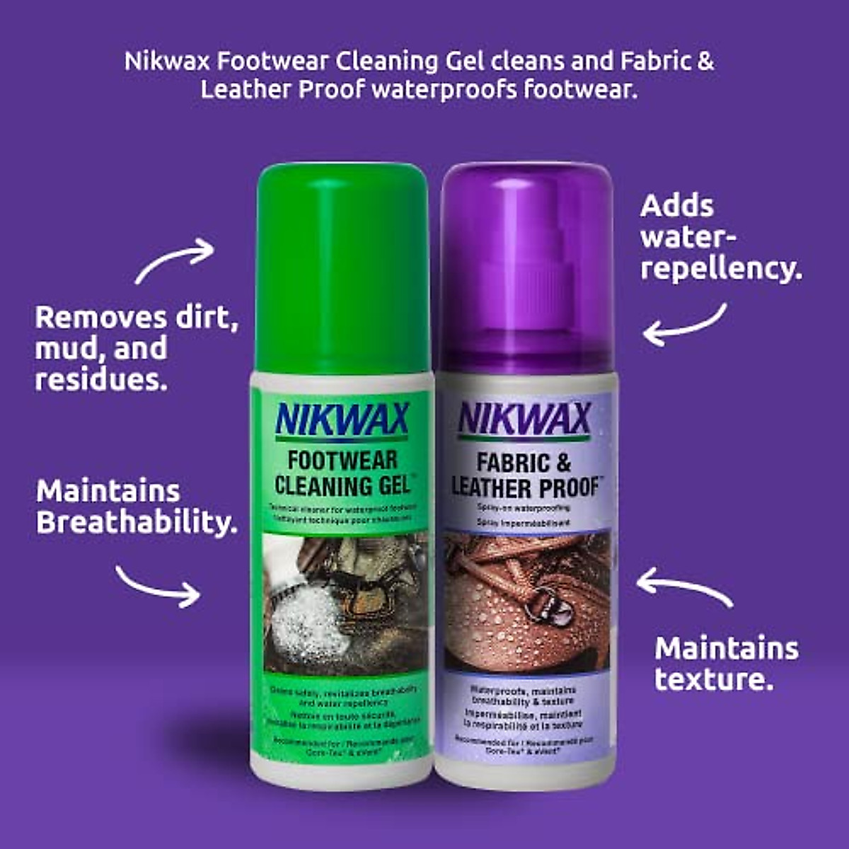 Nikwax Fabric & Leather Footwear Cleaning and Waterproofing DUO-Pack, 125ml