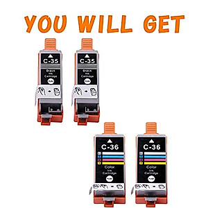 (6-Pack, 3 x Black + 3 x Tri Color) Compatible PGI 35 CLI 36 PGI35 CLI36 Ink Cartridge Used wtih Canon PIXMA iP100 iP110 Series Printer, by EasyPrint