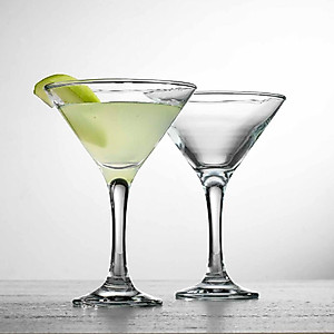 Glaver's Martini Glasses Set of 4 Cocktail Glasses, 6 Ounce Premium Strong Lead-Free Glass, Stemmed Margarita Glasses, For Bar, Martini, And More Dishwasher Safe
