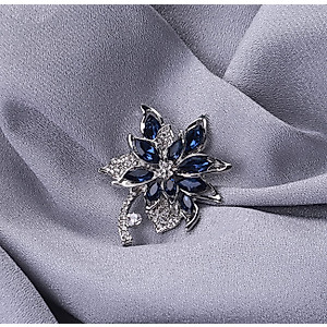 Blue Crystal Brooch Pins Fancy Vintage Style Rhinestone Flower Brooches Jewelry Gift for Women, girls, ladies (Blue Brooch 1)