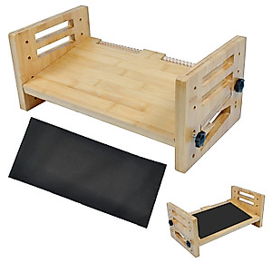 Foot Rest for Under Desk at Work, with 5 Adjustable Height Position Bamboo Foot Stool and Massage Roller & Non-Slip Bottom, Ergonomic Stool Relieves Swelling and Joint Inflammation at Home, Office