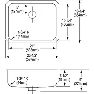 Elkay ELUH2115PD Lustertone Classic Single Bowl Undermount Stainless Steel Sink with Perfect Drain