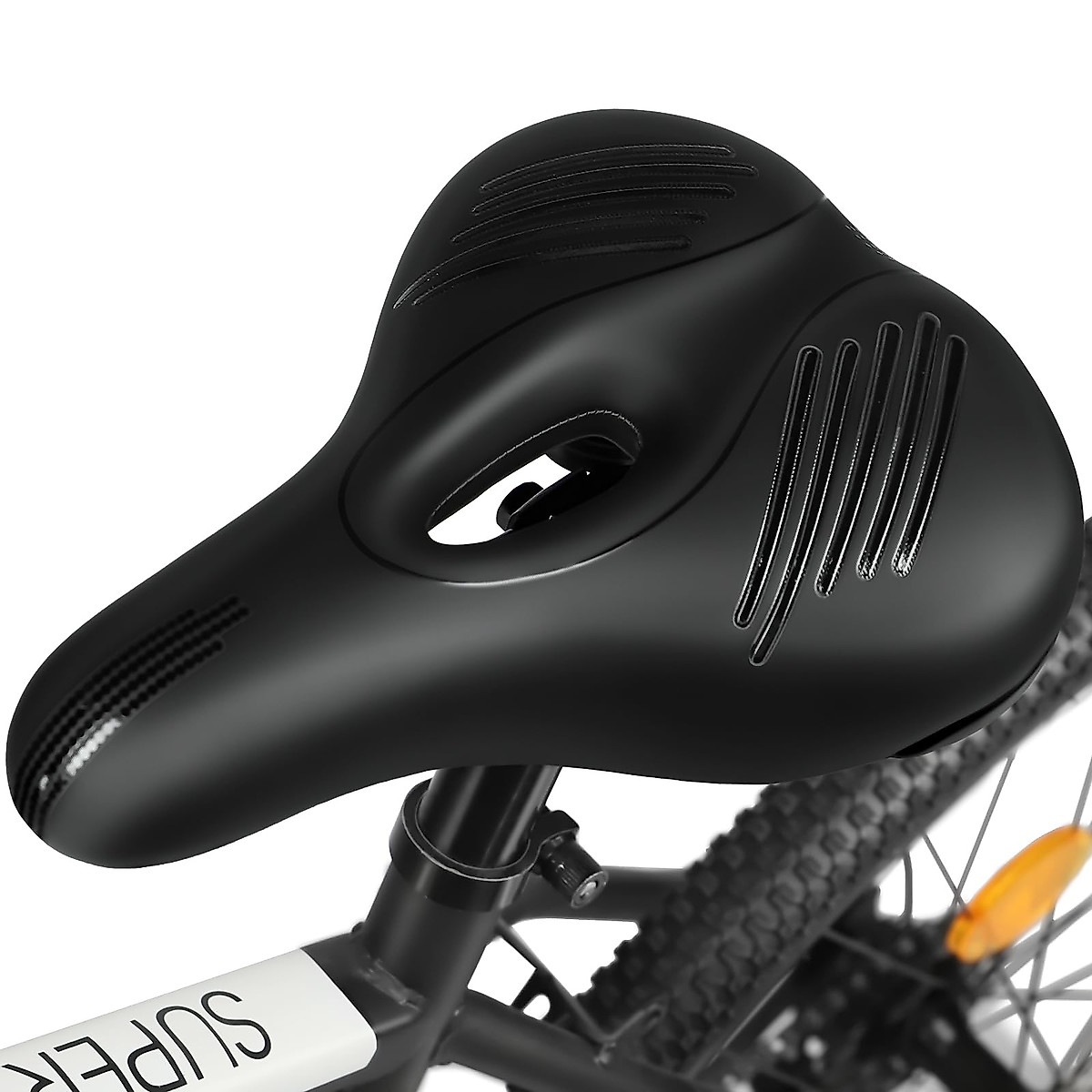 TONBUX Comfortable Bike Seat, Soft Bike Seat Cushion for Men Women Comfort, Breathable Bicycle Seat Replacement Compatible with Peloton, Padded Bicycle Saddle for Mountain MTB BMX Road Exercise Bike