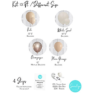 Soonlyn Boho Balloon Arch Kit, 13in, 120pcs Neutral Balloons Garland, Nude, Beige, White Sand, for Baby Shower, Bridal Shower, Birthday Party