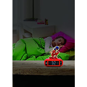 Lexibook - Miraculous Digital Alarm Clock with Night Light Snooze, Clock, Luminous Ladybug, Red colour - RL800MI