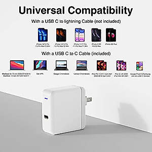 SZPOWER 45W USB C Wall Charger, MacBook Air Charger, ipad Pro Charger, PD Fast Charging for Samsung Galaxy Ultra/Note, MacBook Air, iPad Air5/Air4/iPad Pro 12.9/11, 6.6ft Cable, Thunderbolt 3, LED