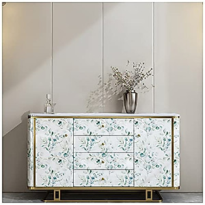 Floralplus Peel and Stick Wallpaper Boho Eucalyptus Leaf Wallpaper Removable Wallpaper Peel and Stick Floral Stick On Wallpaper for Bedroom Home Decor 17.7x118in