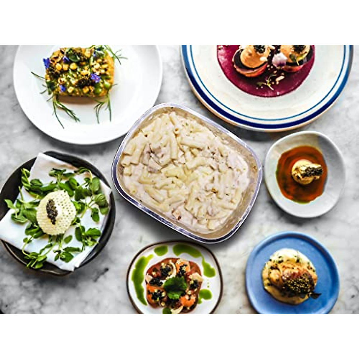 ShopexZone ReHeatables Aluminum Food and Storage Containers Reusable and Disposable Tray with Lids Freezer Oven Safe Meal Prep Baking Roasting Storing Reheating Perfect for Holidays | Medium, 4 Pack