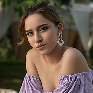 Donabus Statement Earrings- Trendy Earrings for Women，Asymmetric Earrings with Full Rhinestone,Great Gifts for Women (A) (A)