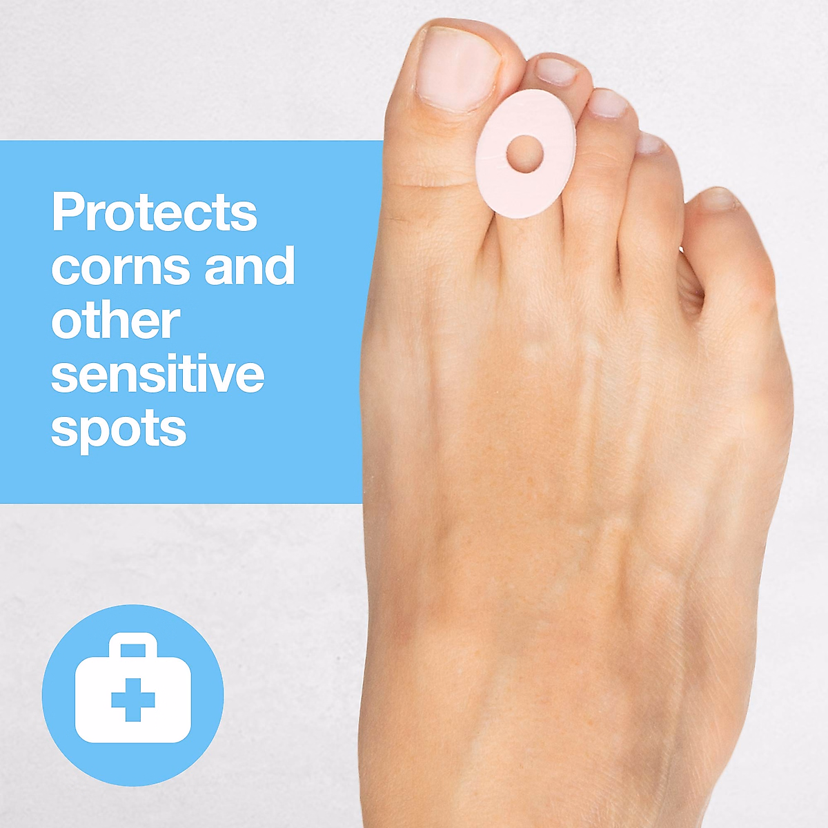 ZenToes Corn Cushions for Toes and Feet, Protect Sore Spots with Foam Padding, Reduce Pain, Pressure and Friction from Shoes, Long Lasting Water-Resistant Self-Stick Adhesive Pads (72 Count)