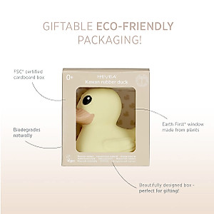 HEVEA Kawan Mini Rubber Duck - 100% Natural Rubber Baby Bath Toy - Eco Friendly, Perfect for Playing, Teething, and Bathing - Mold Free Bath Toys - Eggnog