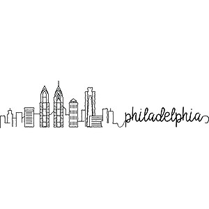 Toasted Tales Philadelphia Skyline Whiskey Glass | Philadelphia Glass Scribble Cities | 11 oz. Old Fashioned Rocks Glass Urban City Design For Philadelphia Lovers | American City Collection