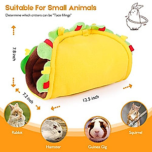 Taco Guinea Pig Tunnel House, Washable Small Animals Hideout, Fun Stay Open Cage Bed for Chinchilla, Hamsters, Hedgehog, Bunny, Rabbits and Small Animal, Tube Toys Playing Sleeping Warm Nest Habitats
