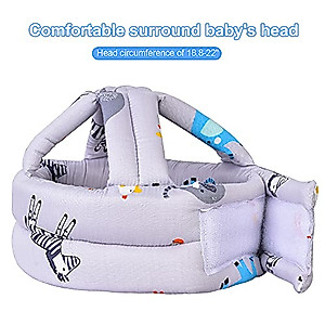 TORASO Baby Head Protector & Baby Knee Pads for Crawling,Infant Safety Helmet & Walking Baby Helmet，for Age 6-36 Months, Gray Zoo(A)