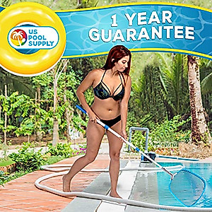 U.S. Pool Supply Professional Heavy Duty 14" Swimming Pool Leaf Skimmer Net with Strong Reinforced Aluminum Frame Handle - Commercial Grade - Fast Cleaning, Easy Debris Pickup & Removal