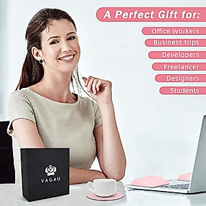 VAGAU Wrist Rests for Laptop, Laptop Wrist Support for Keyboard and Mouse, Ergonomic Memory Foam Wrist Pads for Laptop, Office, Computer, Comfortable Typing Wrist Pain & Carpal Tunnel Relief（Pink）